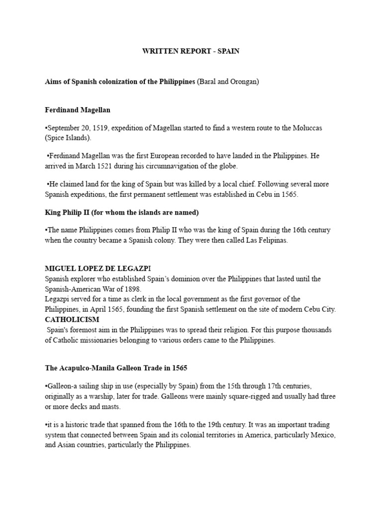 Written Report Red Spain 1 | PDF | Spanish Empire | Philippines