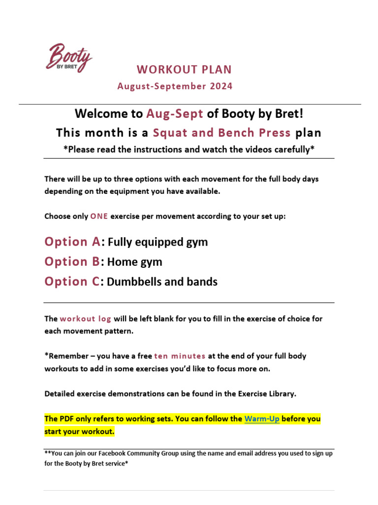 BBB Workout Plan Aug-Sept 2024-1 | PDF