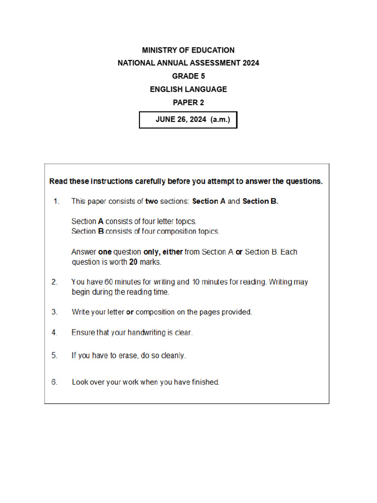 NG5A 2024 English Paper 2 | PDF