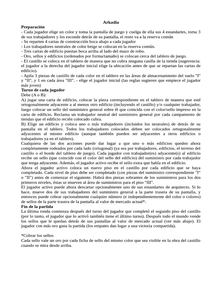 Arkadia ayuda | PDF | Juegos de mesa | Juego de azar