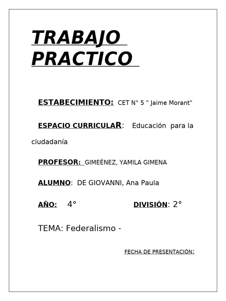 Trabajo Practico | PDF | Ciencias Políticas | Gobierno