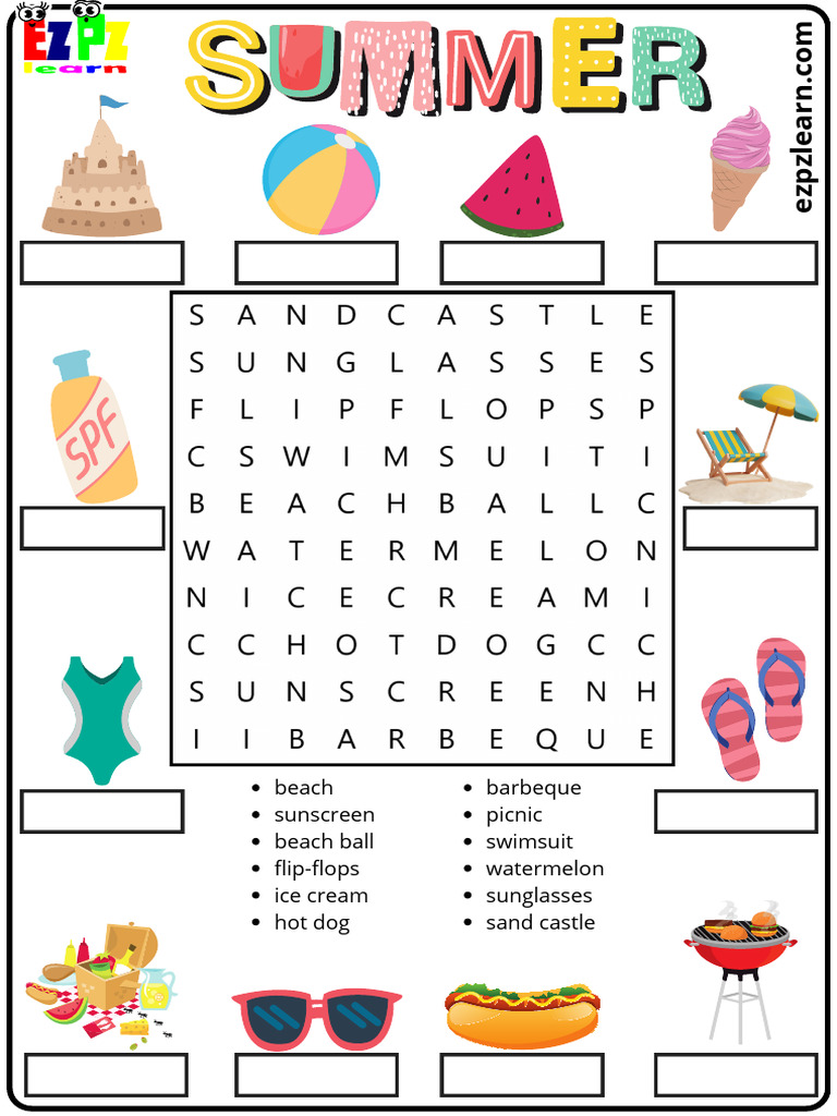 Summer Word Search and Match | PDF