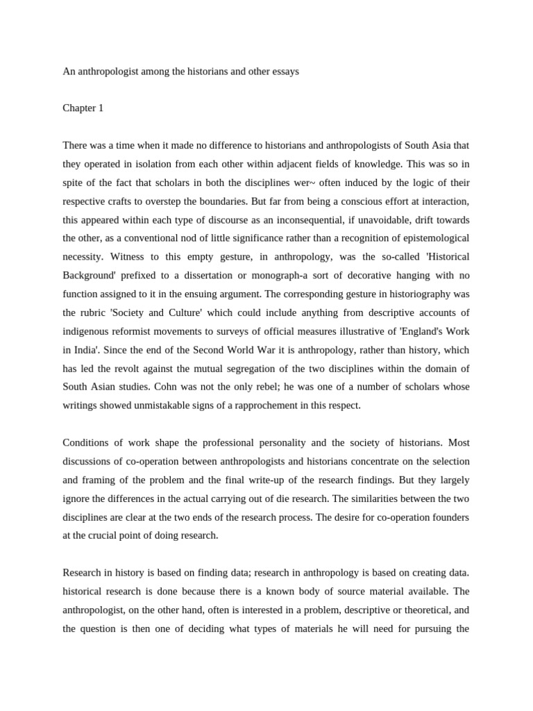 Anthropologists and Historians: A Study | PDF | Anthropology | Field ...