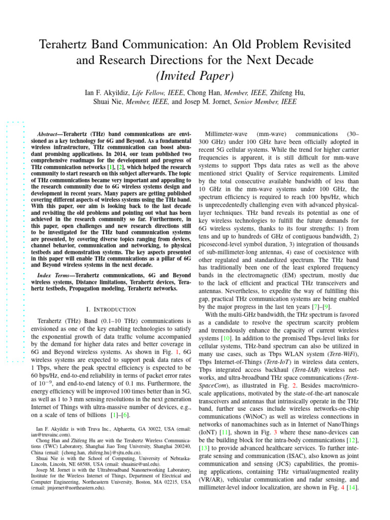 Terahertz Band Communication: The Next Frontier in Wireless Technology ...