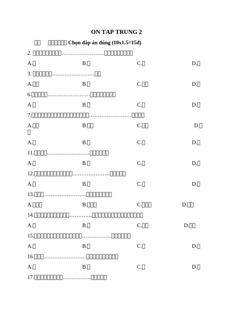 On Tap Trung 2 - HK1 24-25 (SV) | PDF
