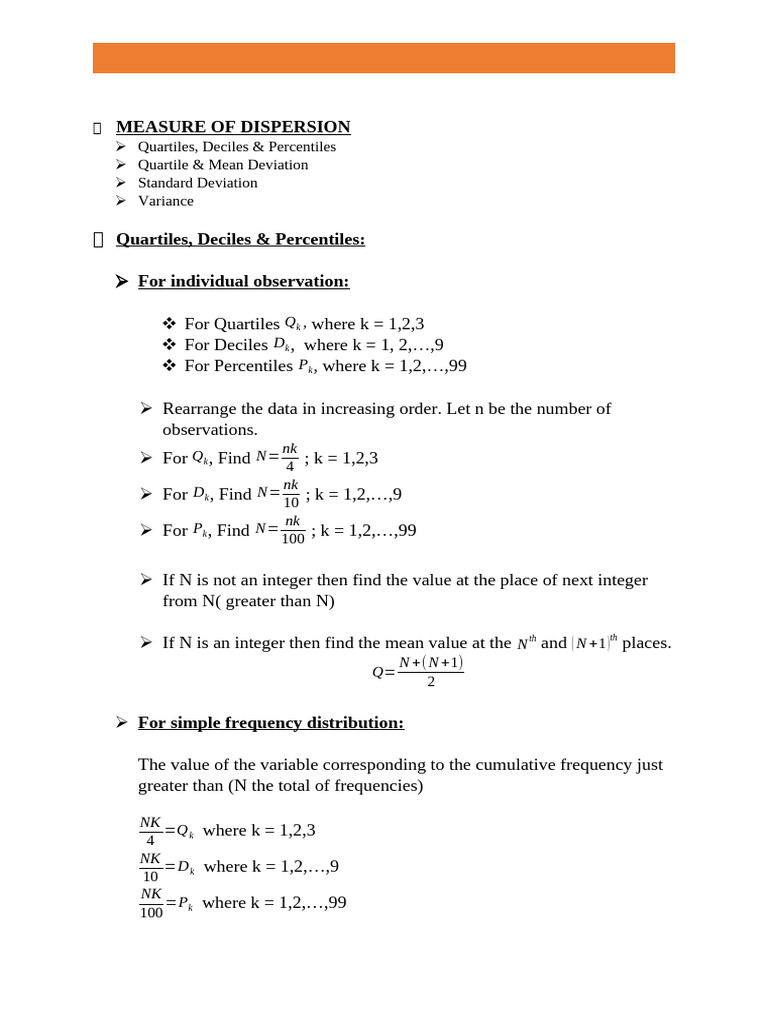 MEASURE OF DISPERSION | PDF | Mean | Mode (Statistics)
