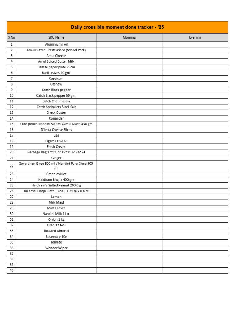 Cross Bin Movement - Chart | PDF