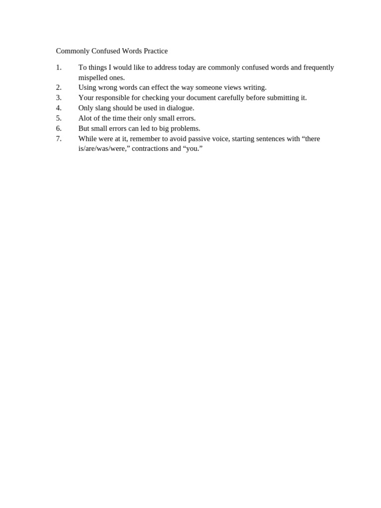 Commonly Confused Words Guide | PDF