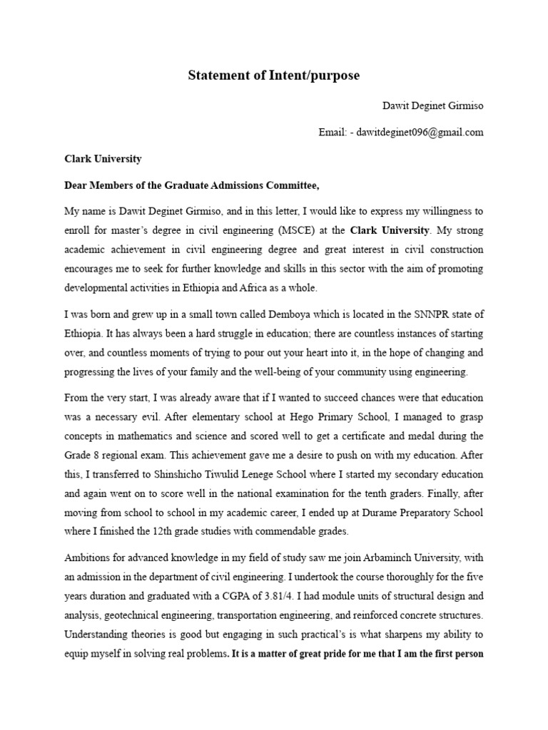 Statement of Intent Clark University | PDF | Urbanization