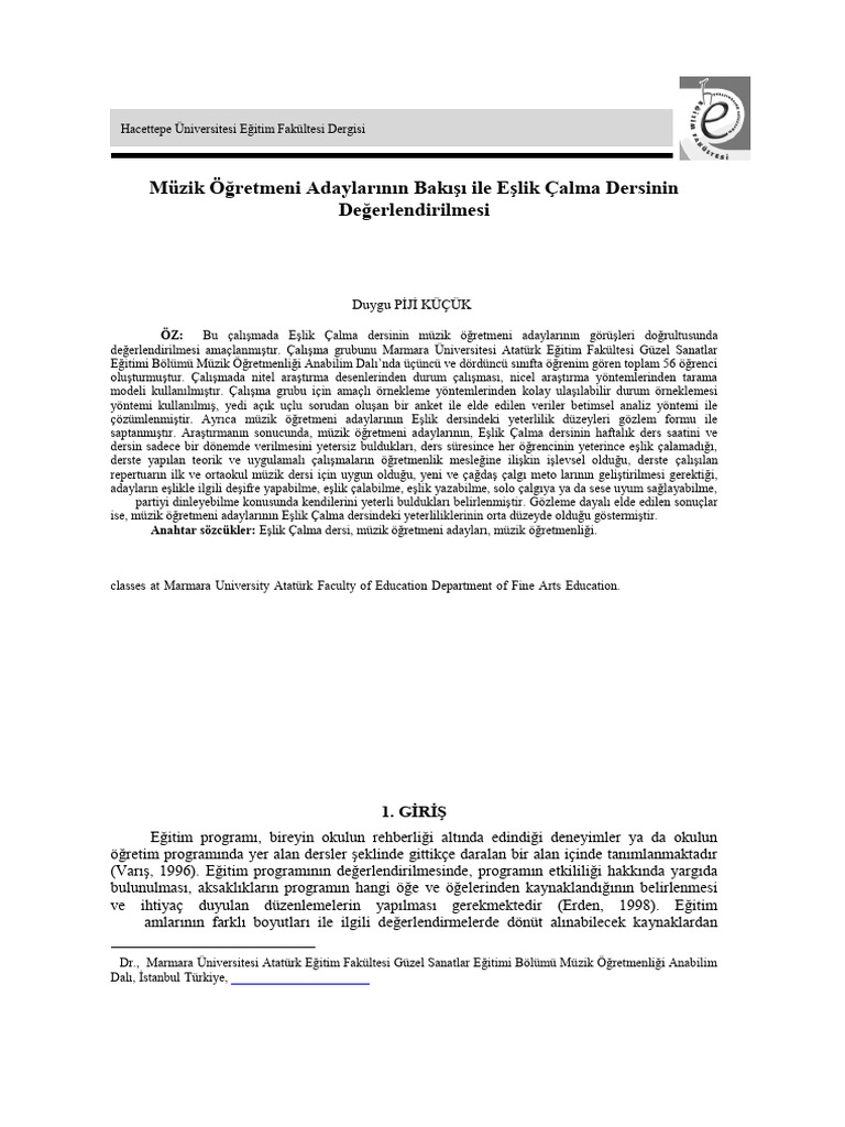 M Zik Retmeni Adaylar n n Bak Ile E Lik Alma Dersinin de Erlendirilmesi[#101816]-87109 | PDF