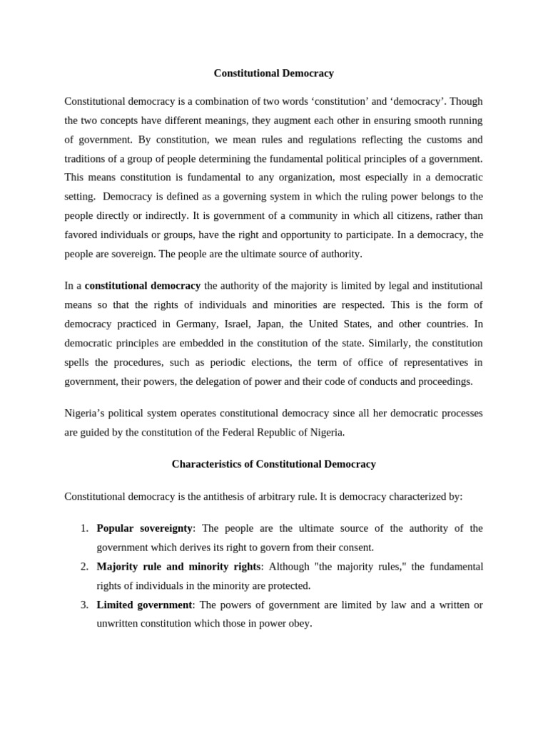 Constitutional Democracy | PDF | Constitution | Democracy
