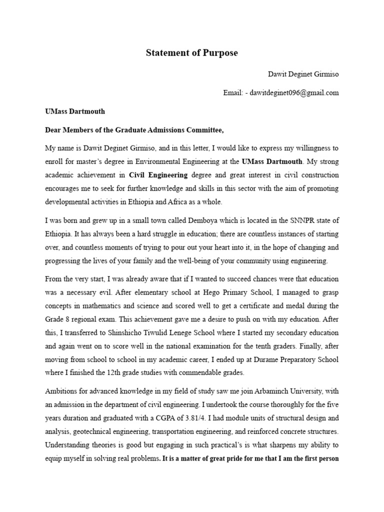 Statement of Intent UMass Dartmouth | PDF | Urbanization