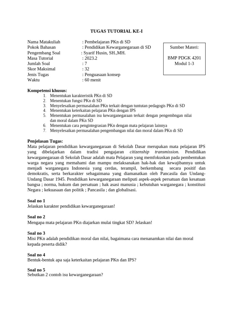 Tugas Tutorial Ke 1 | PDF