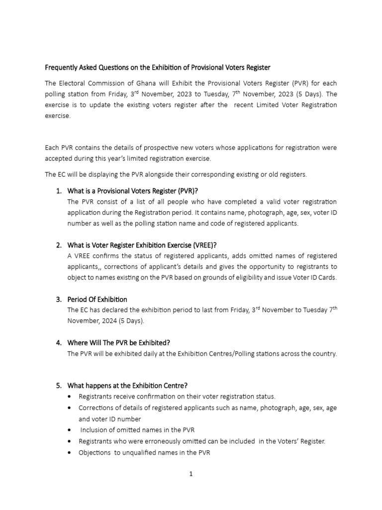 NDC's FAQS On The 2023 Exhibition of Provisional Voters Register (PVR ...