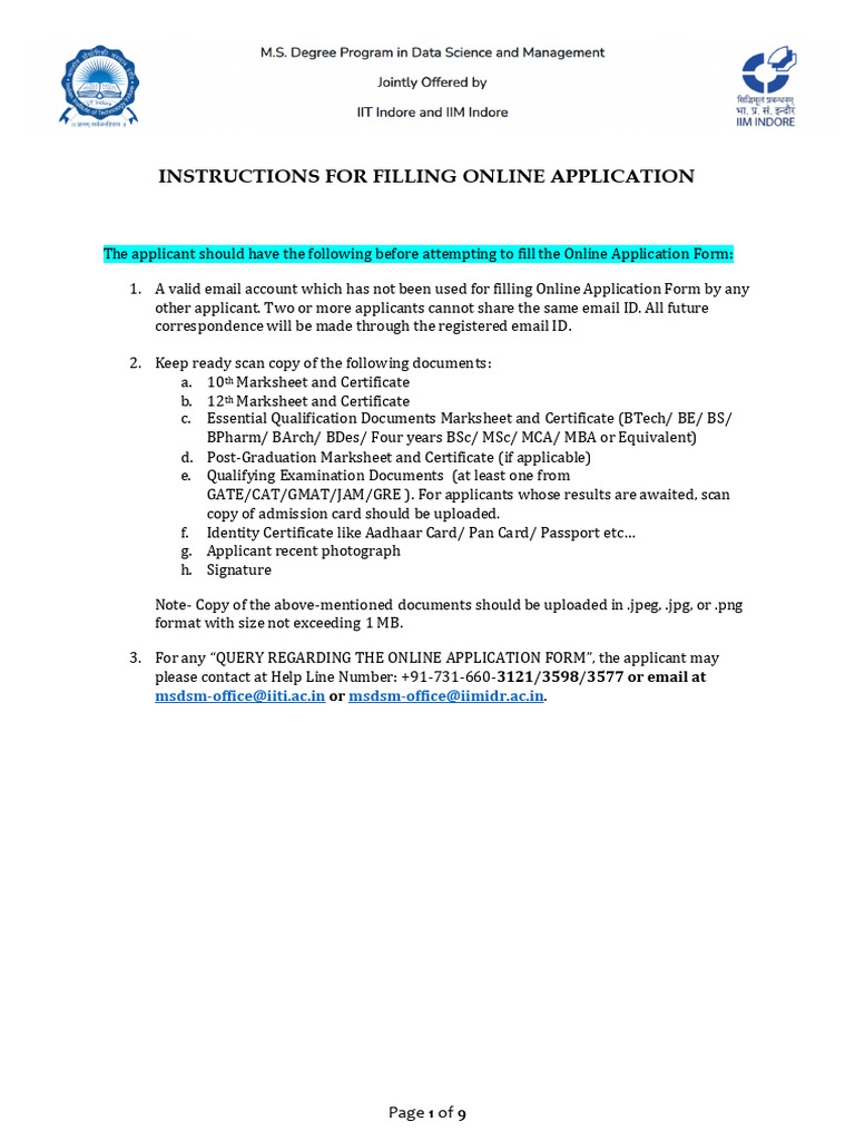 Instructions For Filling Online Application | PDF | Thesis | Payments