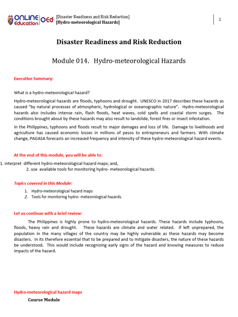 Week 014-Module Hydro-Meteorological Hazards | PDF | Hazards | Flood