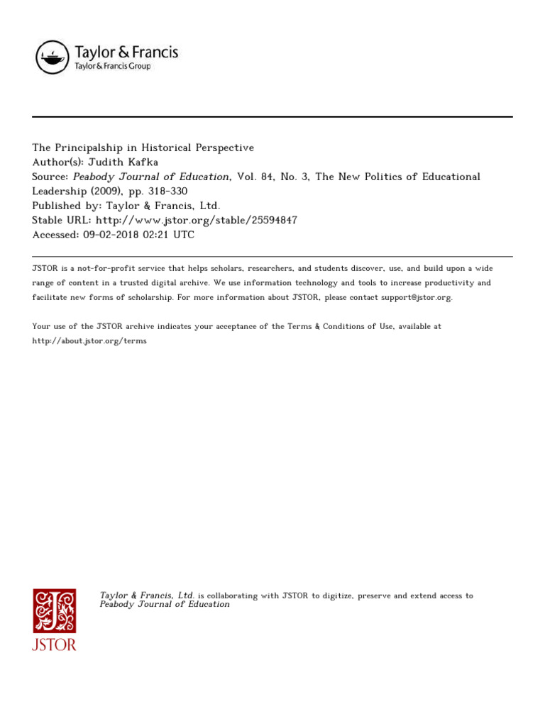 The Principalship in Historical Perspective (1) | PDF | Scholarly ...