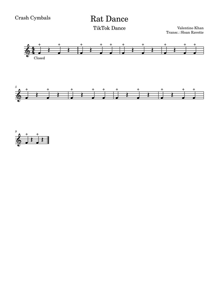 Rat Dance - Valentino Khan - Transc. Sloan Ravette Crash Cymbal-Bass ...