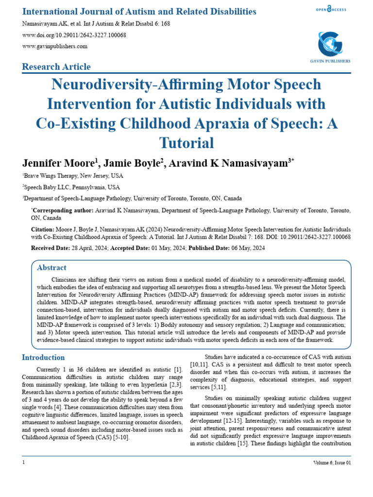 Neurodiversity Affirming Motor Speech Intervention For Autistic ...