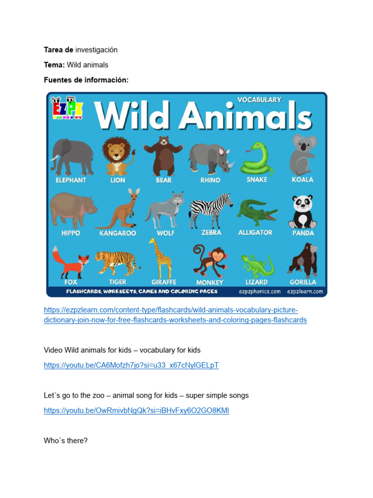 Wild Animals | PDF