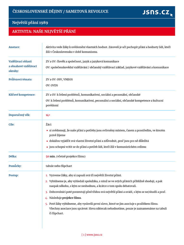 Aktivita - Nejvetsi Prani 1989 - 04 - Aktivita Nase Nejvetsi Prani | PDF