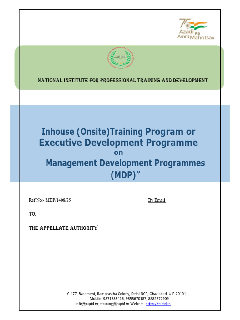 MDP Training Proposal Call For Nomination | PDF | Learning | Strategic Management
