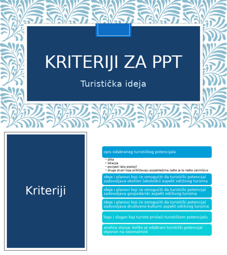 Kriteriji Turisticka Ideja | PDF