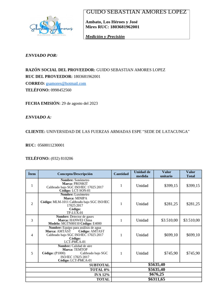 PROFORMA ESPE - Sebastian Amores-Signed | PDF