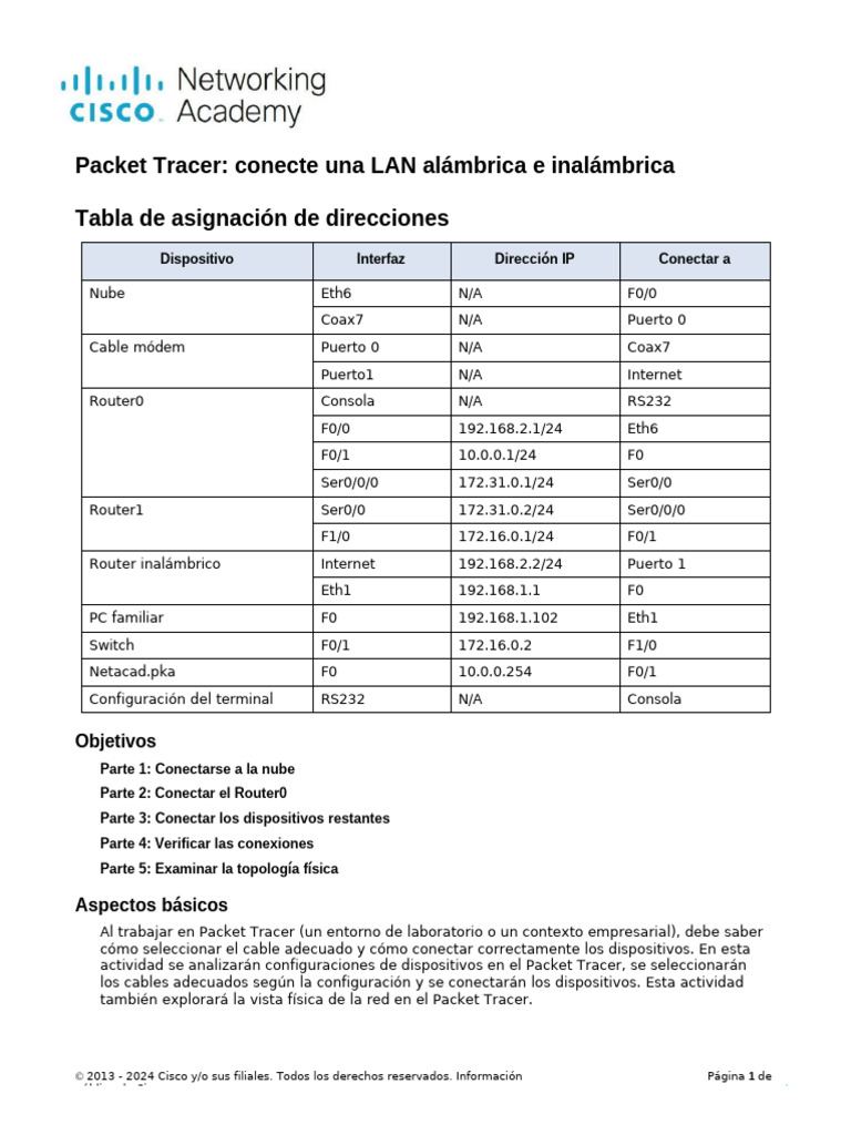 4.6.5 Packet Tracer - Connect A Wired and Wireless LAN | PDF ...