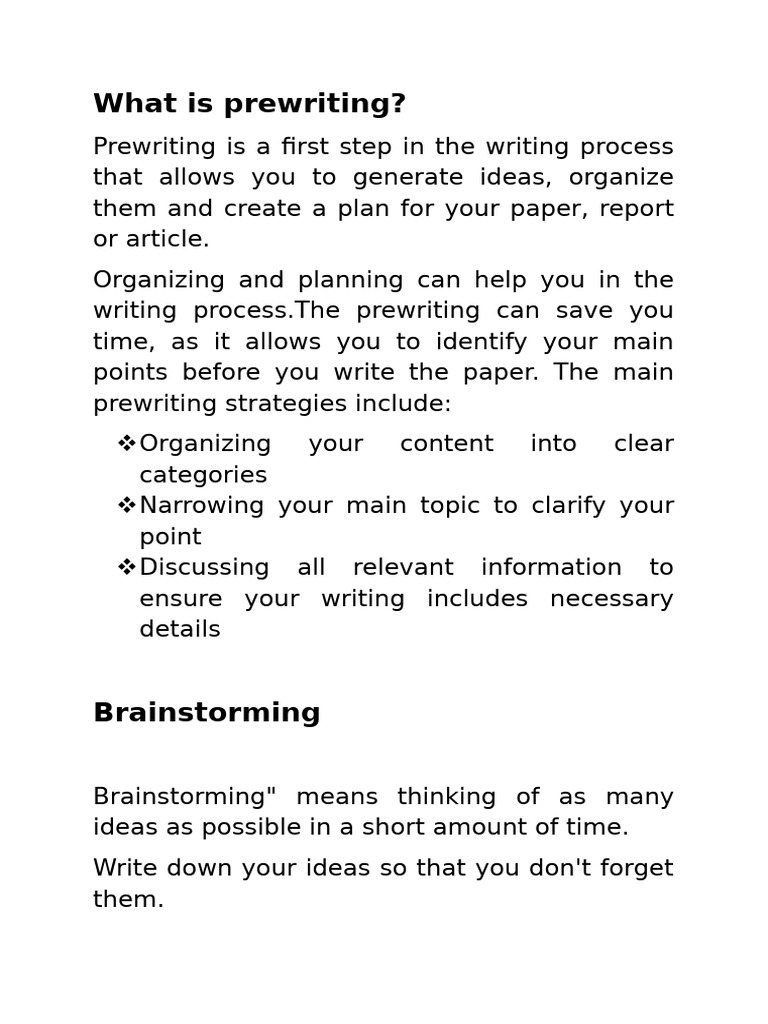 Prewriting Techniques Copy | PDF