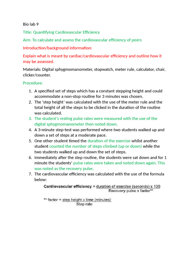 Bio lab 9 | PDF | Heart Rate | Circulatory System