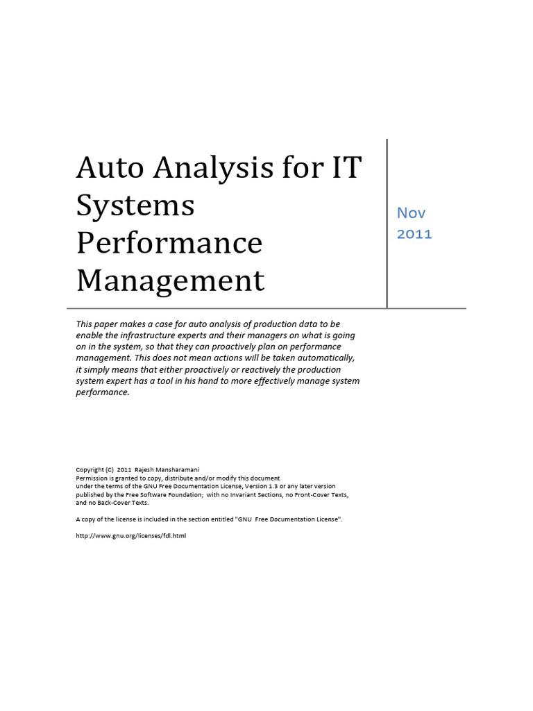 Auto Analysis ITSys Perf MGMT | PDF | Central Processing Unit ...