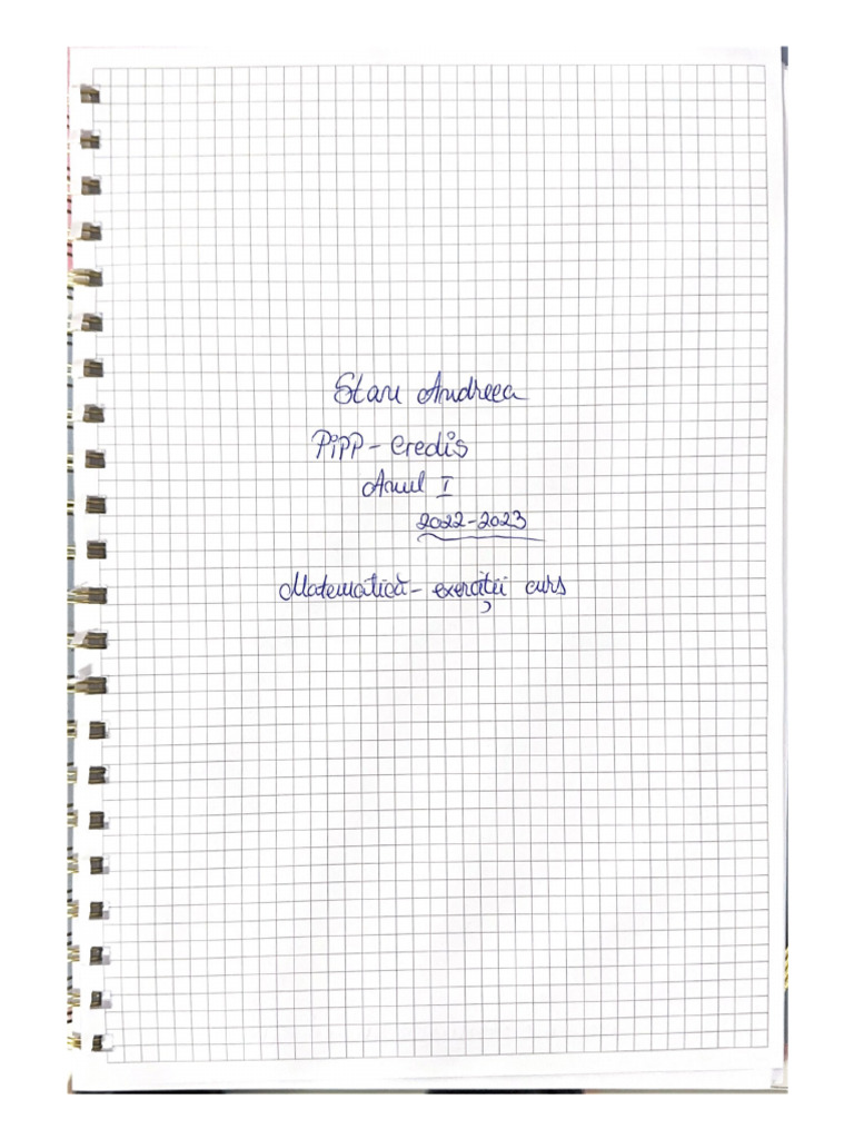 Exercitii Curs Matematica Part1 - Stan Andreea | PDF