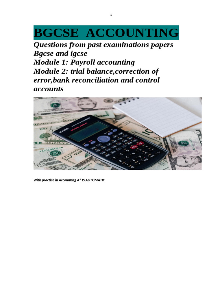 BGCSE Accounting Past Exam Questions | PDF | Debits And Credits | Payroll