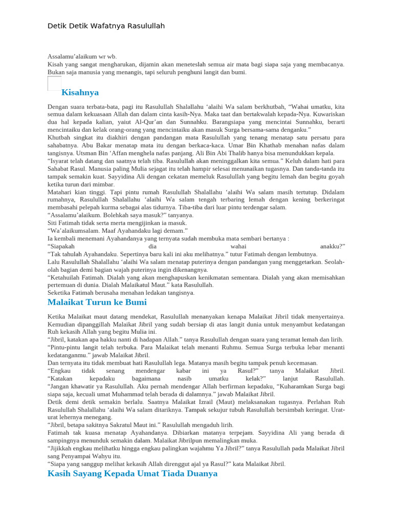 Detik Detik Wafatnya Rasulullah | PDF