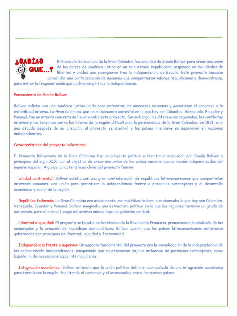 Tarea #4 (Eess, Proyecto Bolivariano) | PDF | República | Colombia