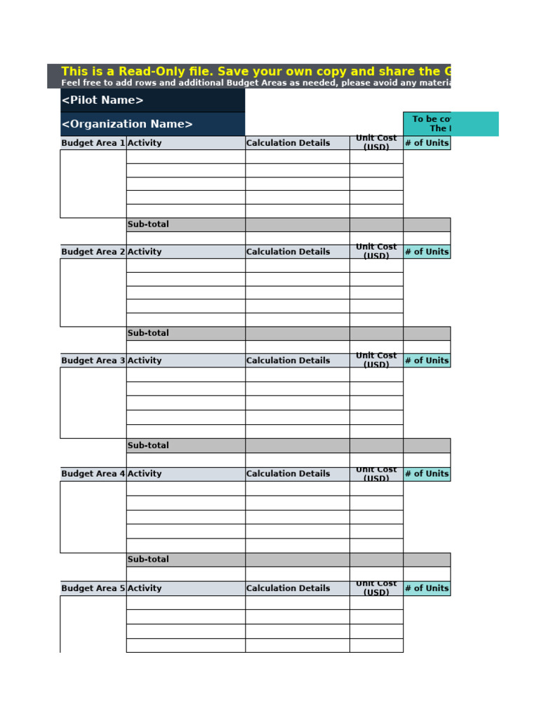 (AIxCR BUDGET) - Pilot Name, Organization Name | PDF