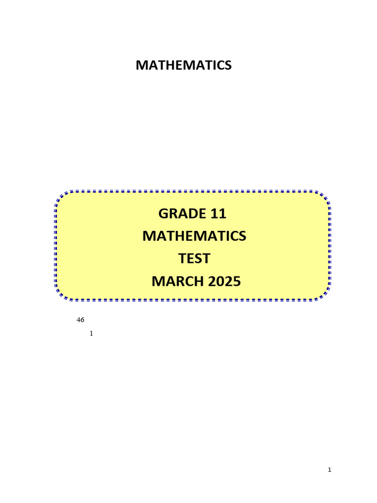 Term 1 Test Maths GRD 11 2020 Final | PDF | Equations | Mathematics