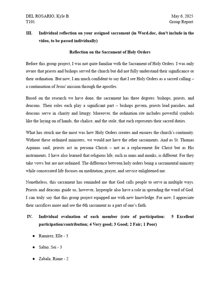 Group Report Individual Parts | PDF