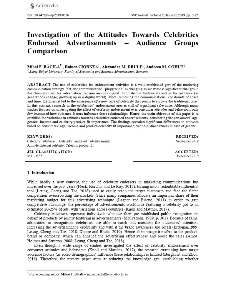 Audience Attitudes to Celebrity Ads | PDF | Attitude (Psychology)