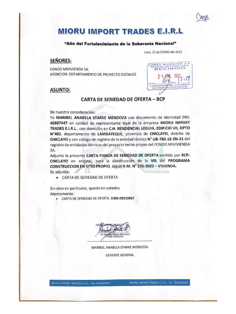 Mioru Import Trades E.I.R.L | PDF