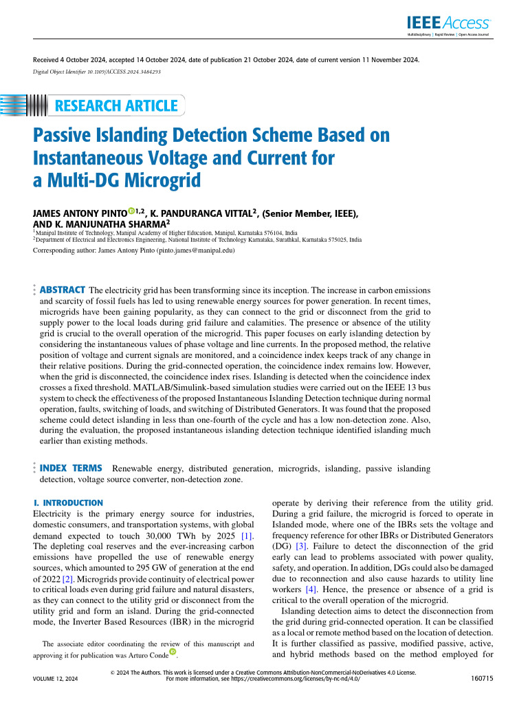 Passive Islanding Detection Scheme Based On Instantaneous Voltage And