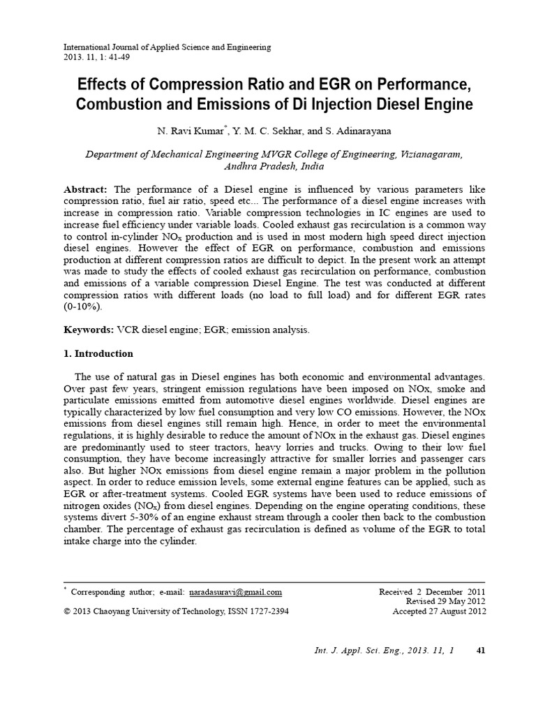 DG Effect of Compression Ratio | PDF | Diesel Engine | N Ox