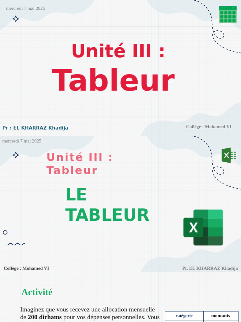U3_S1_Tableur | PDF | Feuille de calcul | Microsoft Excel