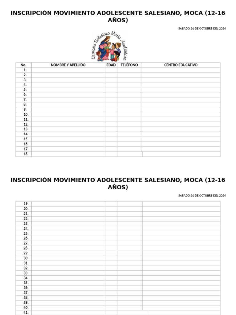 Inscripción Grupo Mas Moca 2024 | PDF
