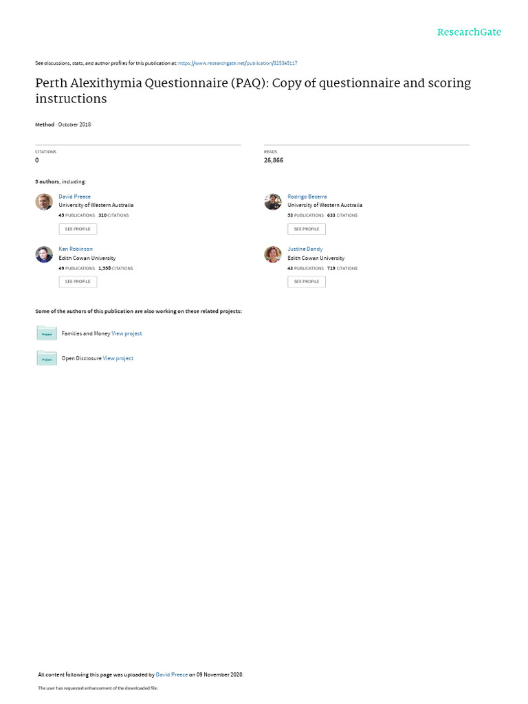 PAQ Copy of Questionnaire and Scoring Instructions 2020 11 | PDF ...