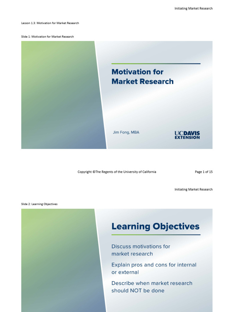 1.3 Motivation For Market Research | PDF