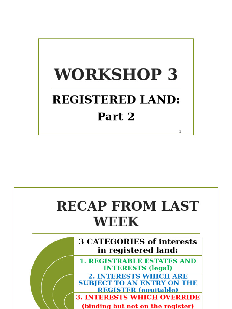 Workshop 3 - Registered Land - Part 2 | PDF | Easement | Law And Economics