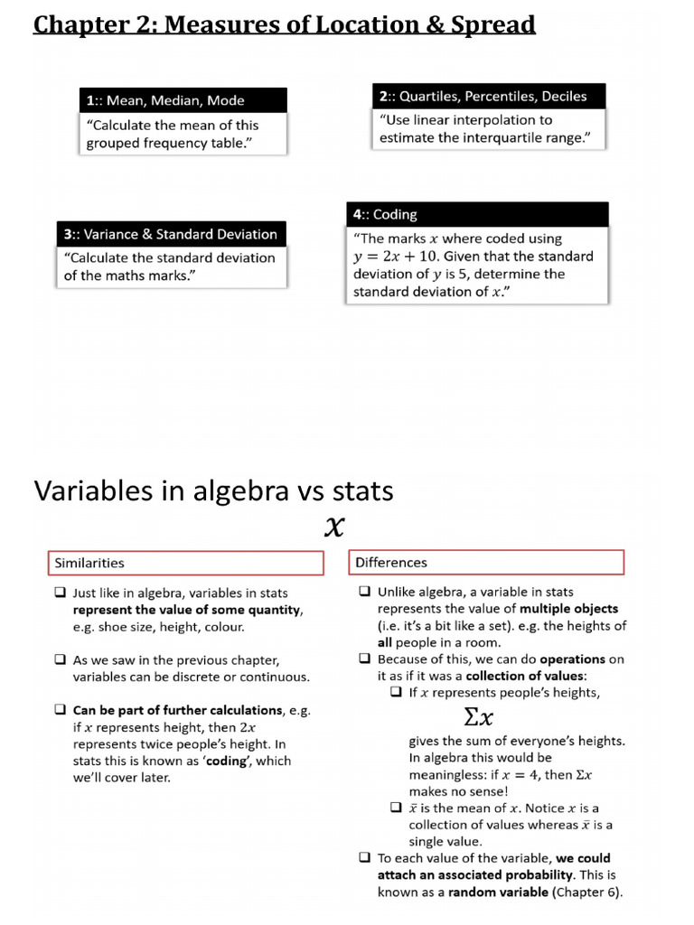 Chapter 2 - Measures of Location & Spread (Stats1) | PDF