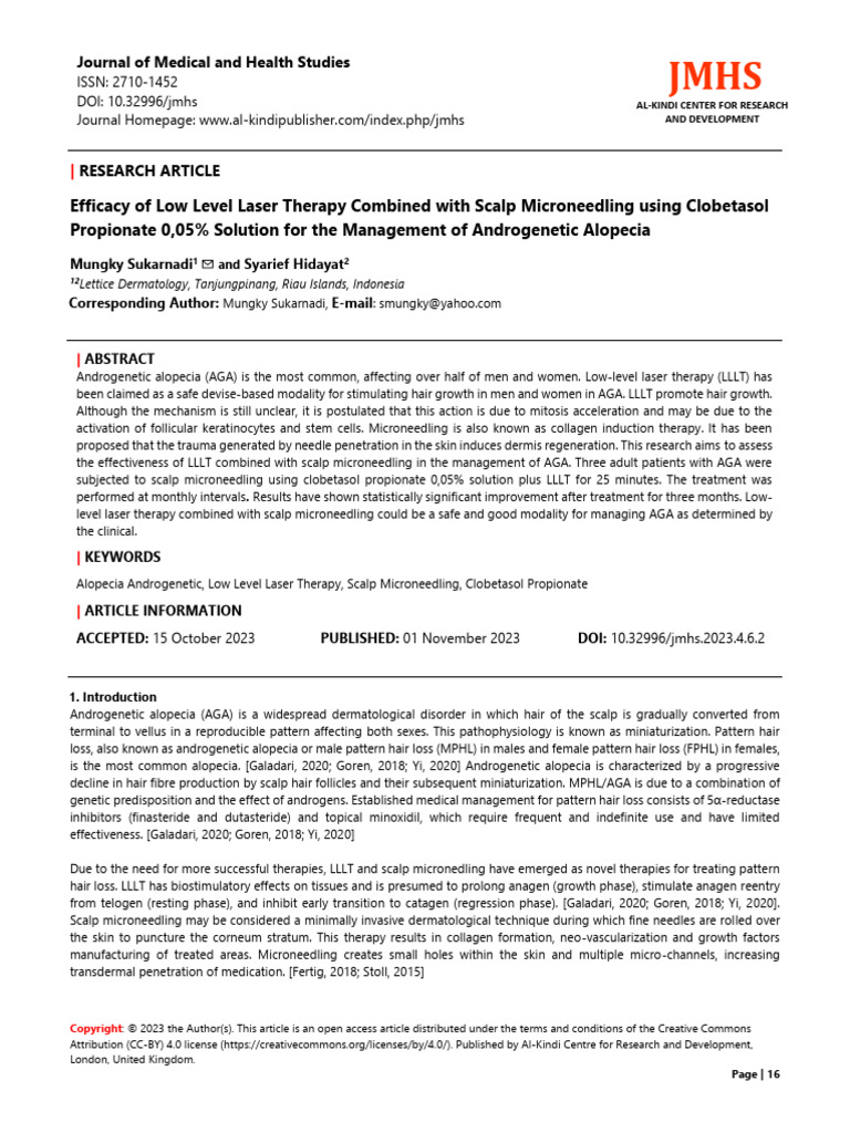 Efficacy of Low Level Laser Therapy Combined With | PDF | Hair Loss ...